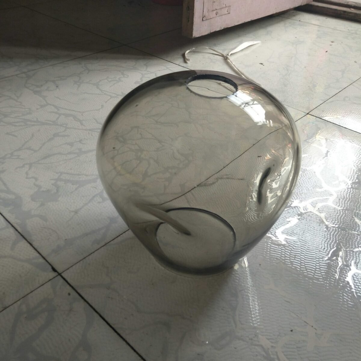 Smoked Glass Spherical Lamp Shade With Artistic Swirls